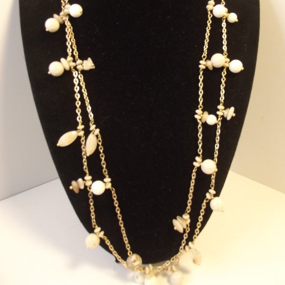 Talbots | Jewelry | Talbots Necklace Long Strand White Beads Shell ...